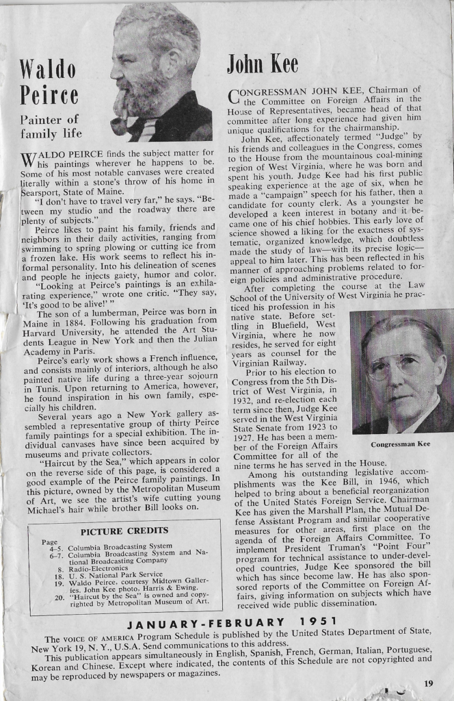 VOA Program Schedules 1951 Page Nineteen – Cold War Radio Museum