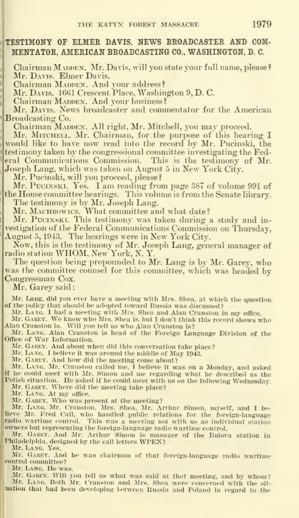 OWI head Elmer Davis spread Soviet Katyn propaganda lie in World War II ...