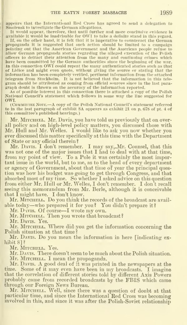 OWI head Elmer Davis spread Soviet Katyn propaganda lie in World War II ...