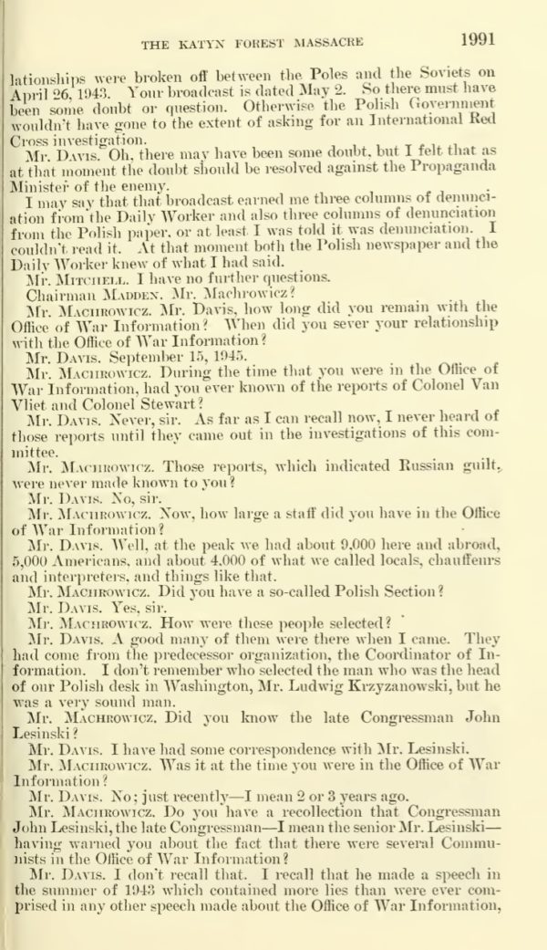 OWI head Elmer Davis spread Soviet Katyn propaganda lie in World War II ...