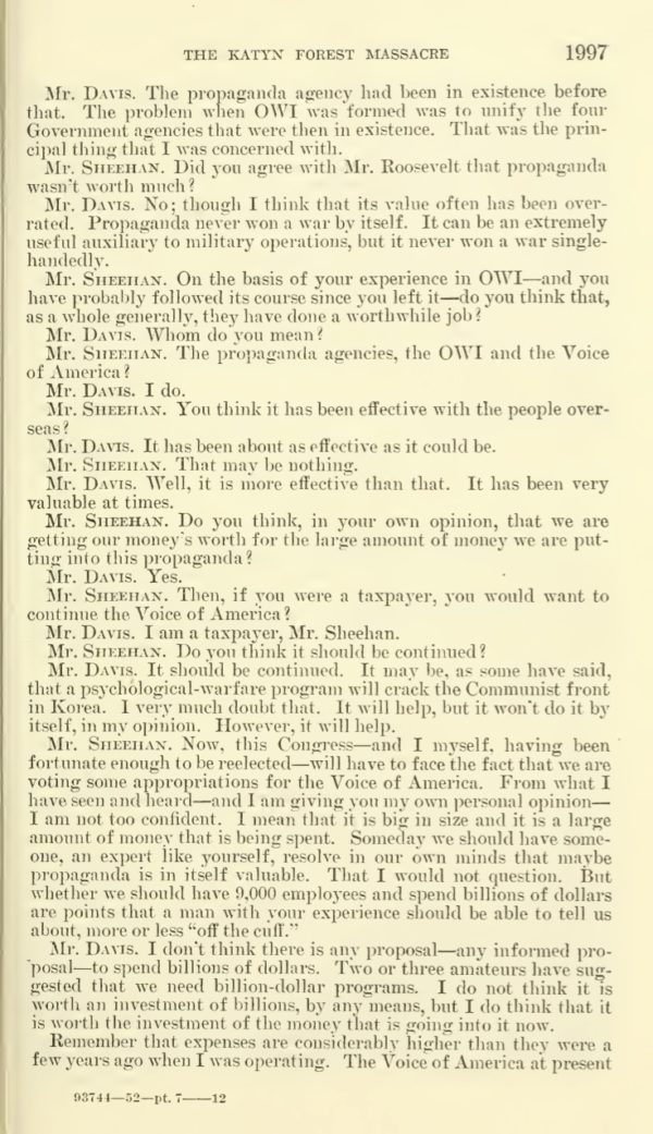 OWI head Elmer Davis spread Soviet Katyn propaganda lie in World War II ...