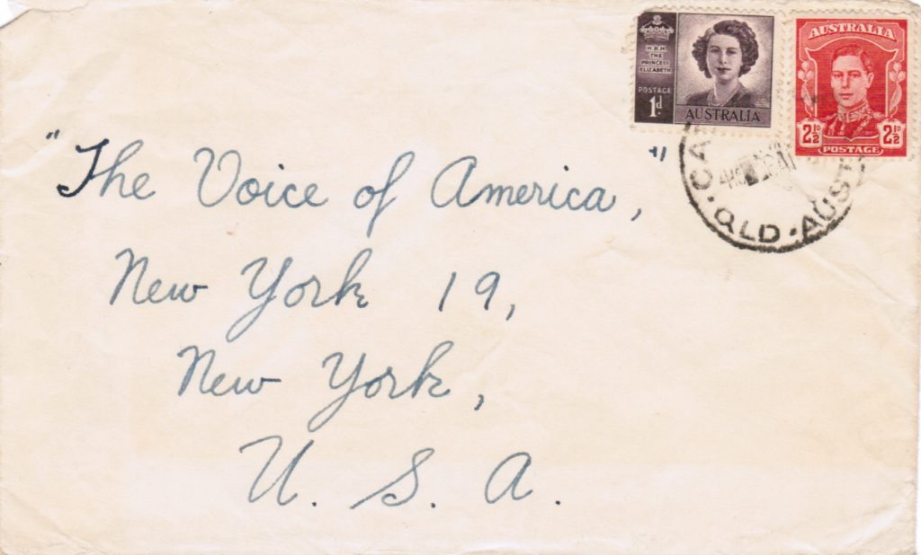 Letters from Australia to the Voice of America in New York in the late ...